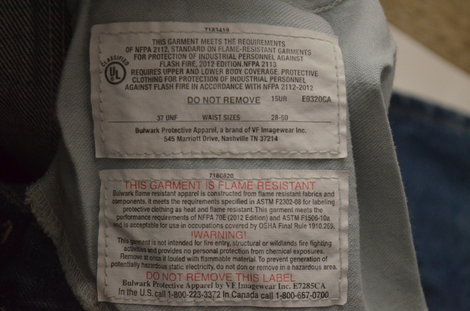 Bulwark Flame Fire Resistant Carpenter Jeans Size 38 - Gem