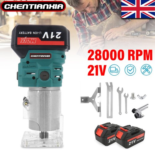 21V Cordless Wood Trimmer 1/4" Hand Palm Router Laminate Trimmer W/ 2 ...