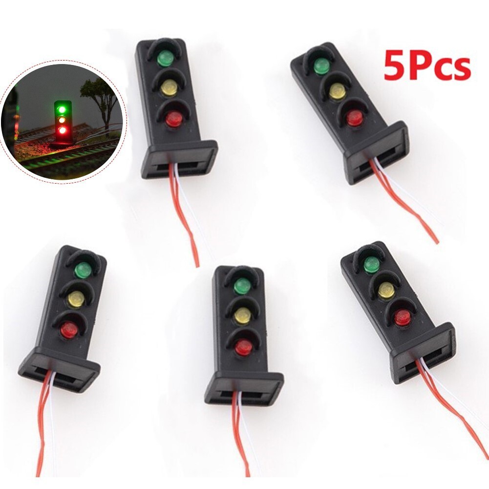 5Pcs Model Train Signals 3-Lights OO/HO Scale Railroad LED Signal Lamp ...