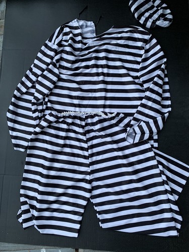 Adult Prisoner Convict Costume, Black/White, One Size - Gem