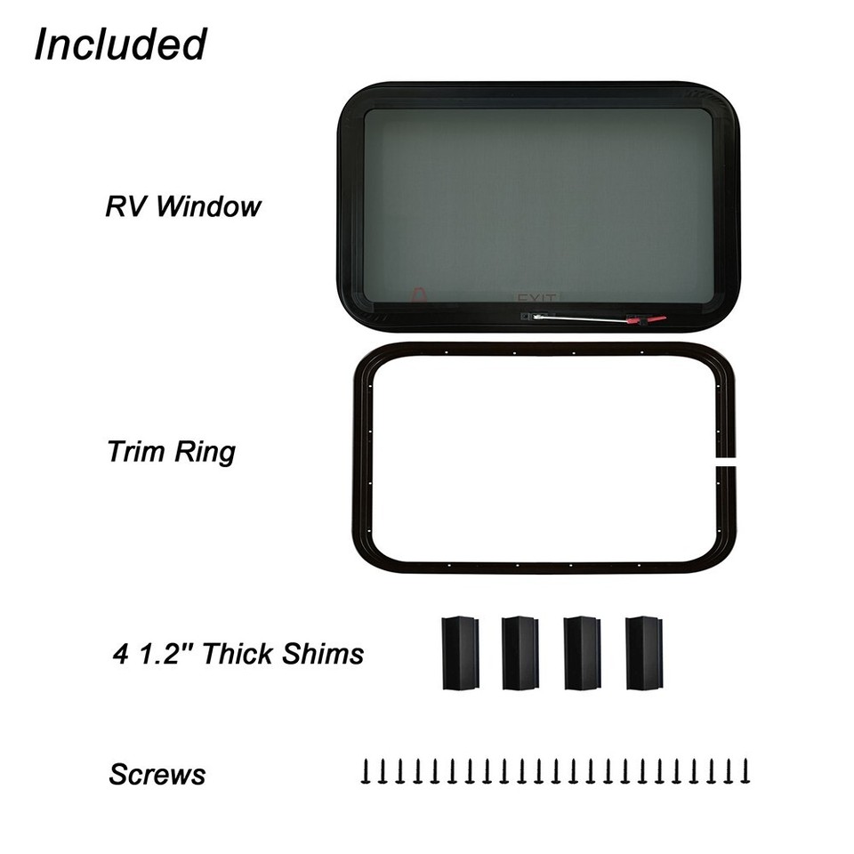 RV Emergency 30"x20" Exit Window for Cargo Trailer Glass Window w/Trim ...