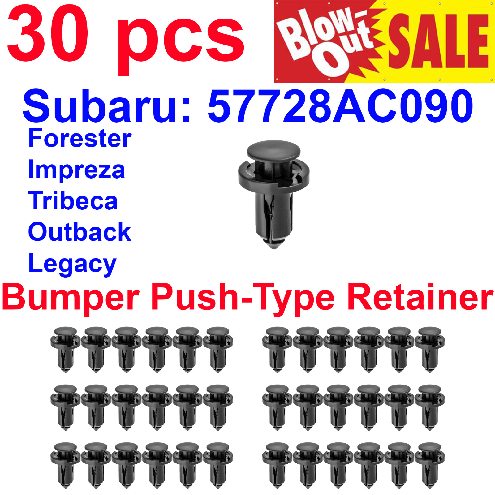 Bumper Push Clip Retainer Fits Auveco 19246 Subaru 57728AC090 30 PCS ...
