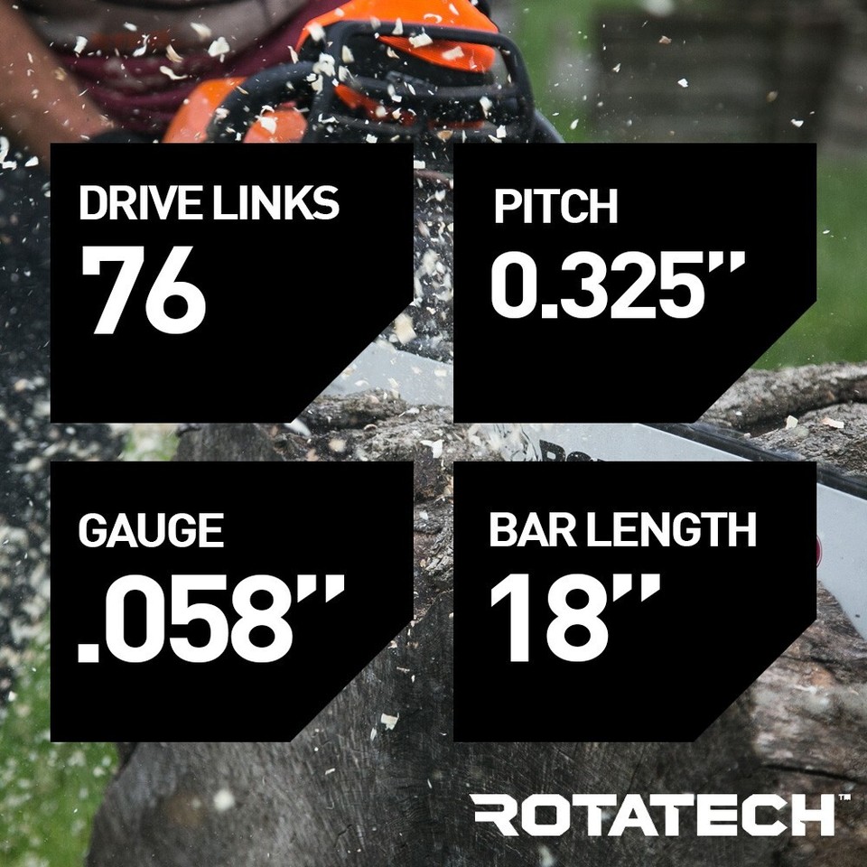 GENUINE Rotatech 18" CHAINSAW CHAIN & BAR PACK FITS JONSERED 2054 | eBay