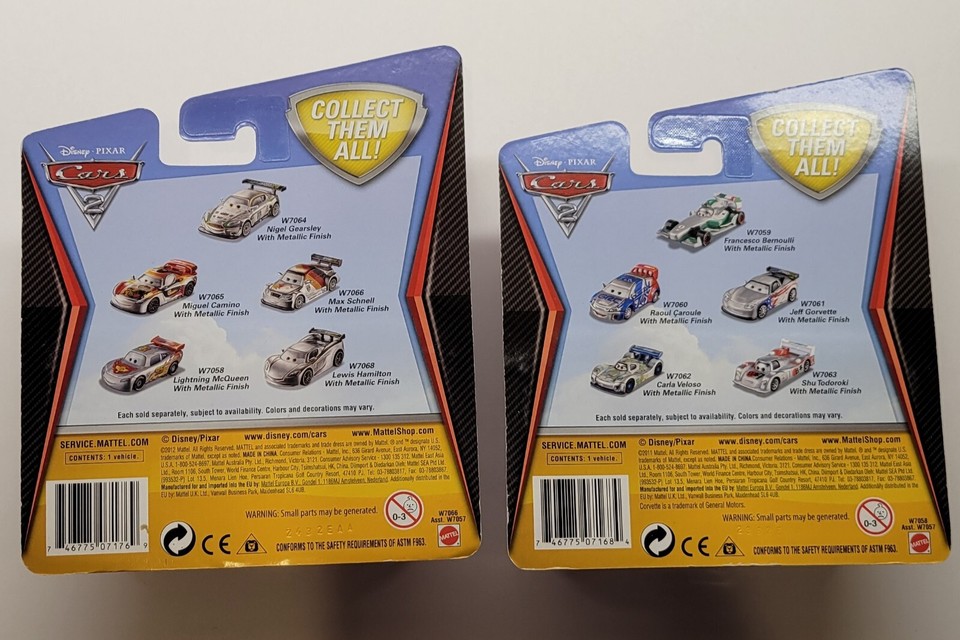 Disney PIXAR Cars LIGHTNING McQUEEN & MAX SCNELL Silver Racers METALLIC ...