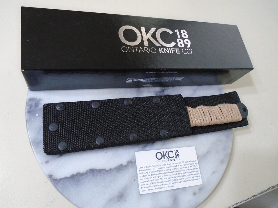 Ontario OKC Ranger Shank Fixed Blade Knife Full Tang 1095 CS Dagger USA ...