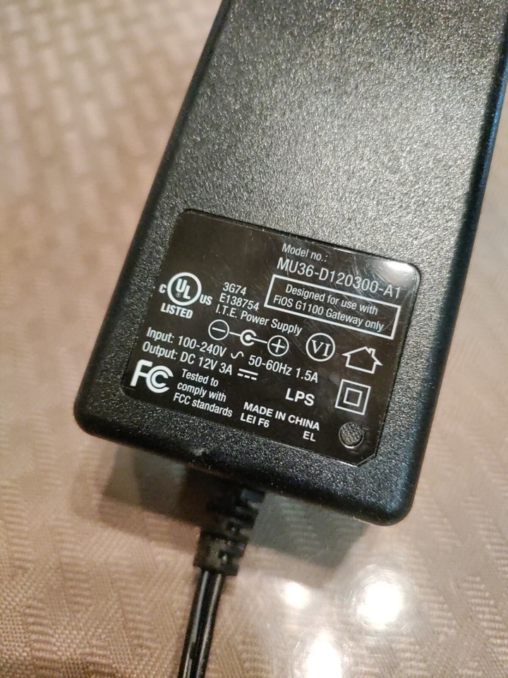 VERIZON POWER ADAPTER MU36-D120300-A1 100-240V 50/60HZ 1.5A 12V 3A NEW ...