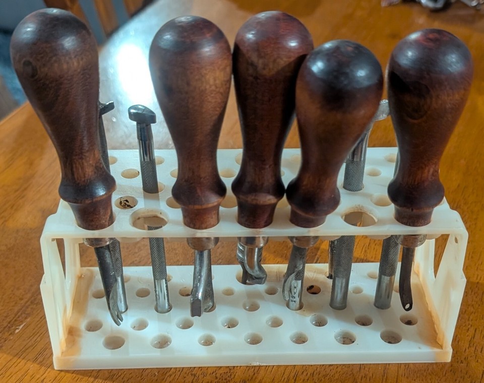 Vintage Craftool Co USA Leather Tool Stamp Set 12 Tools, With Stand ...