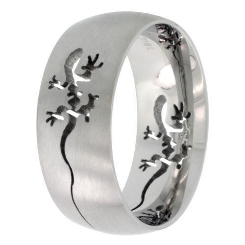 Stainless Steel 9mm Comfort Fit Wedding Band Ring Gecko Anillo | eBay