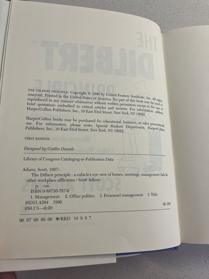 1996 The DILBERT PRINCIPLE Hardcover Book by SCOTT ADAMS 1st Edition | eBay