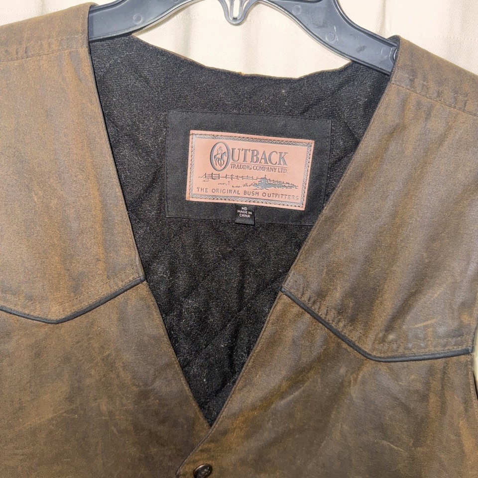 Men’s Medium Outback Trading Company Cliffdweller Brown Oilskin Vest ...