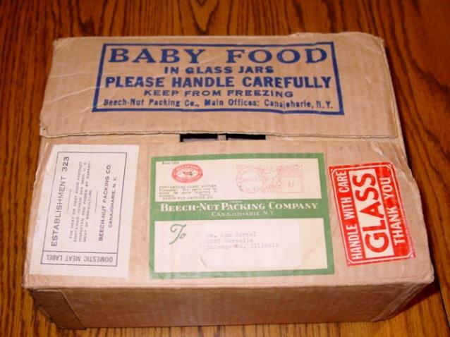 Vintage Baby Food Box 1954 shipping label ~ Beech-Nut Packing Company ...