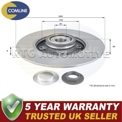 Comline Rear Brake Disc Fits Peugeot 207 307 2008 208 Citroen DS3 C3 C4 ...