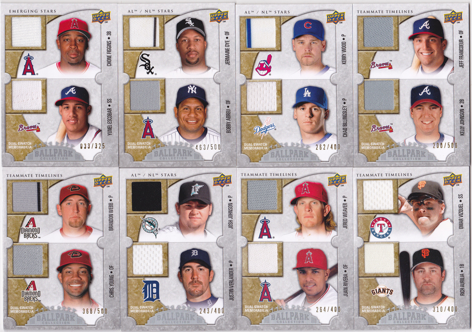 2009 Upper Deck Ballpark Collection - AL/NL Stars Dual Swatch Memorabilia Bobby Abreu, Jermaine ...