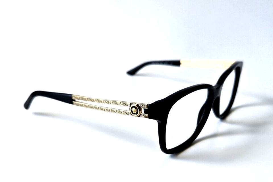 VERSACE MOD 3218 GB1 BLACK GOLD DESIGNER FULL RIM EYEGLASSES FRAMES 53 ...
