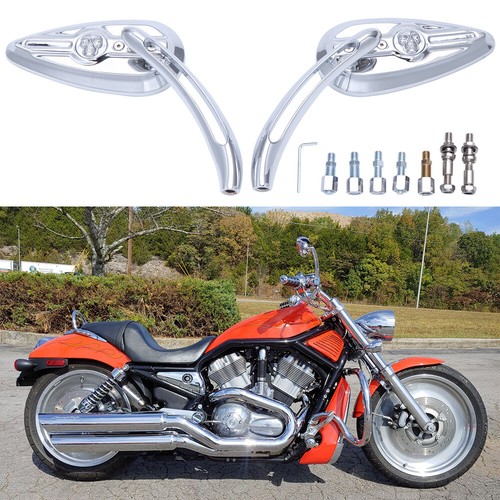 Chrome Motorcycle Rear View Skull Mirrors For Harley Davidson V Rod ...