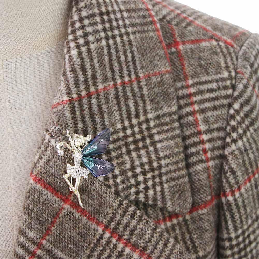 Dancing Girl Lapel Pins Angel wings Brooch Coat corsage Women Crystal ...