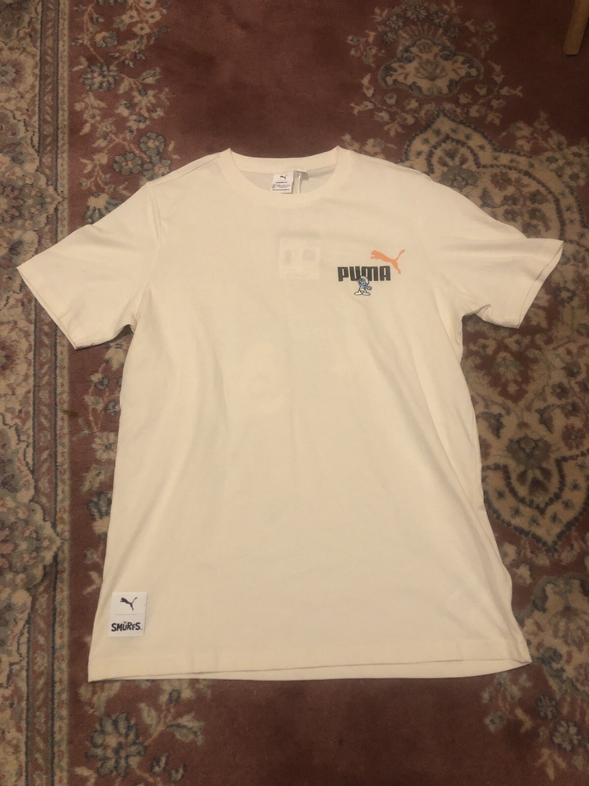 Puma x The Smurfs T-Shirt Sz M Oatmeal Cream White Rare Papa Smurf ...