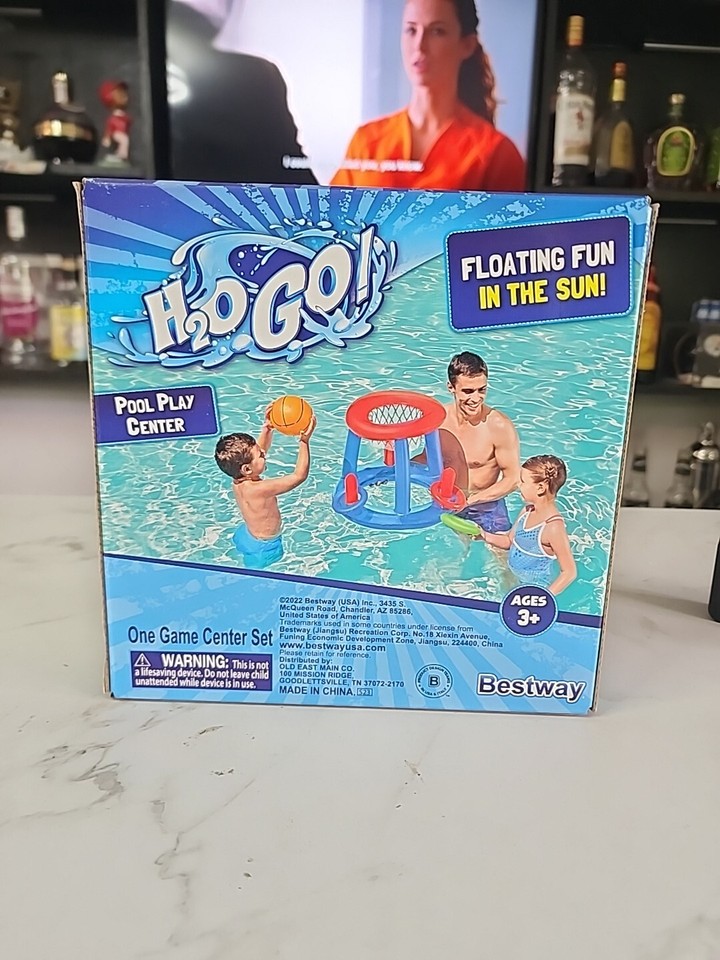 H2OGO! Pool Play Center Inflatable Water Floating Basketball Ring Toss ...