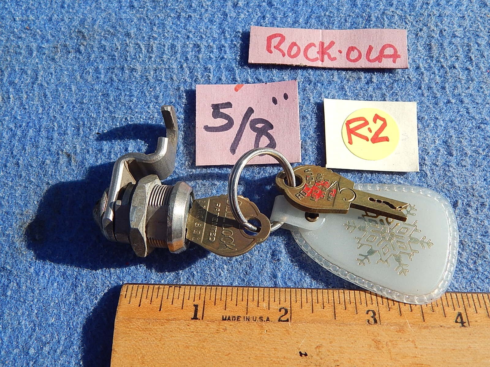 1939-1940 Rock-ola Lock & Key 5/8 inch - Bell Lock 27 RO 821 with 2 ...