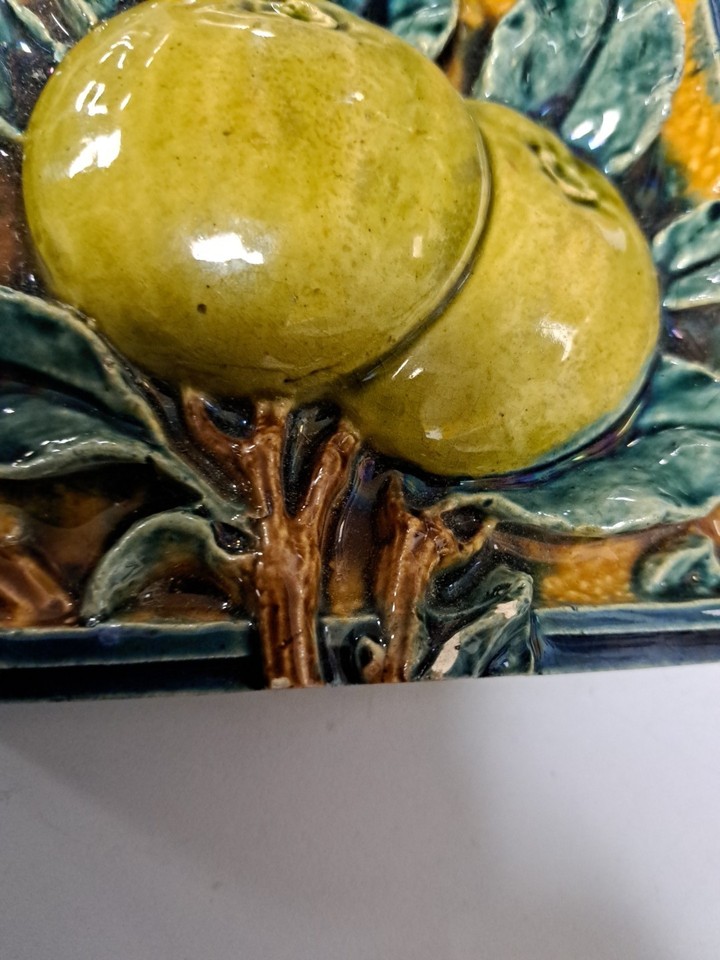 Rare Deep Fireplace Tile Features APPLE DESIGN CERAMIC MAJOLICA CIRCA ...