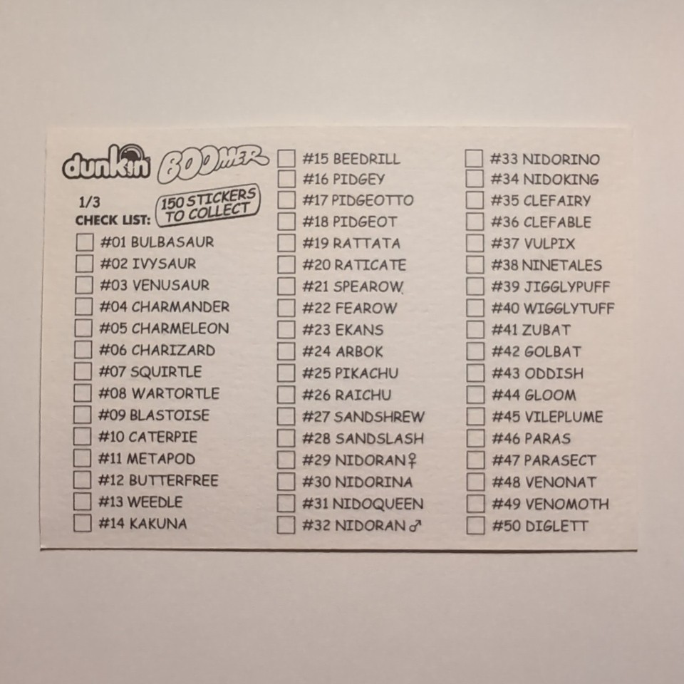 Pokemon - Omanyte - Dunkin Boomer Sticker - #138/150 - 2000 | eBay