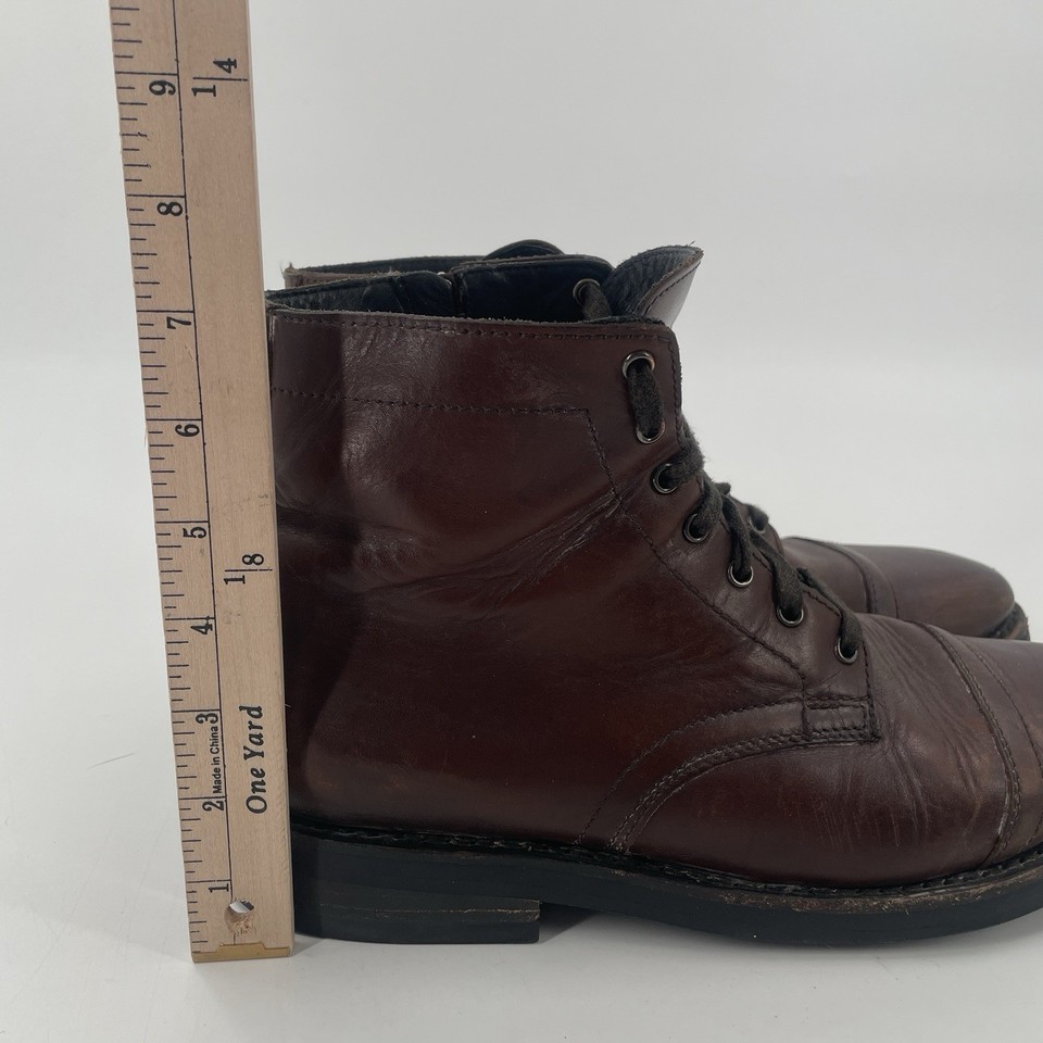 Thursday Brown Leather Major Boots - Mens Size US 11 - Lace Up Side Zip ...