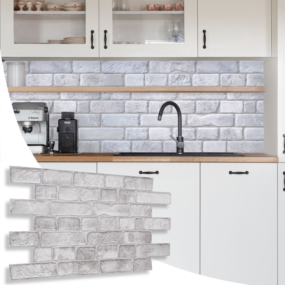 Stone Brick Effect PVC Plastic Wall Covering Panels Decorative Cladding ...