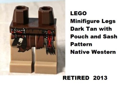 LEGO Minifigure Legs Dark Tan Western Native Pouch with Sash Cowboy ...