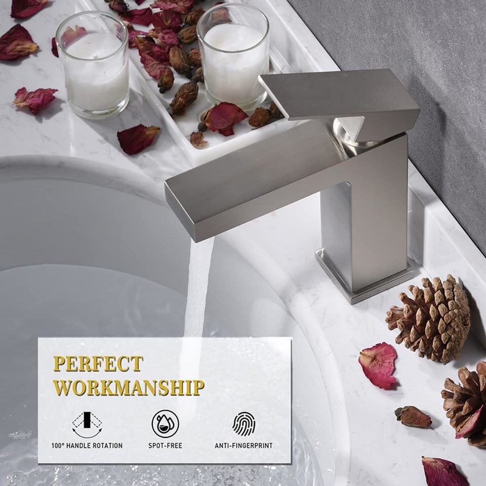 Modern Solid Brass Bathroom Sink Faucet Single Handle Hole Vanity Mixer ...