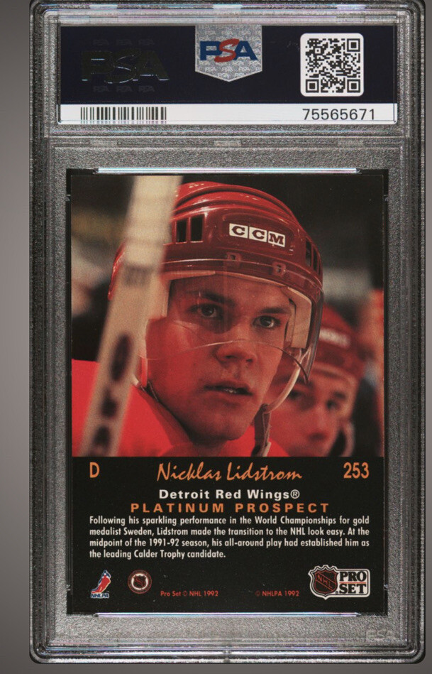 1991 Pro Set Platinum Nicklas Lidstrom ROOKIE RC #253 PSA 9 MINT | eBay