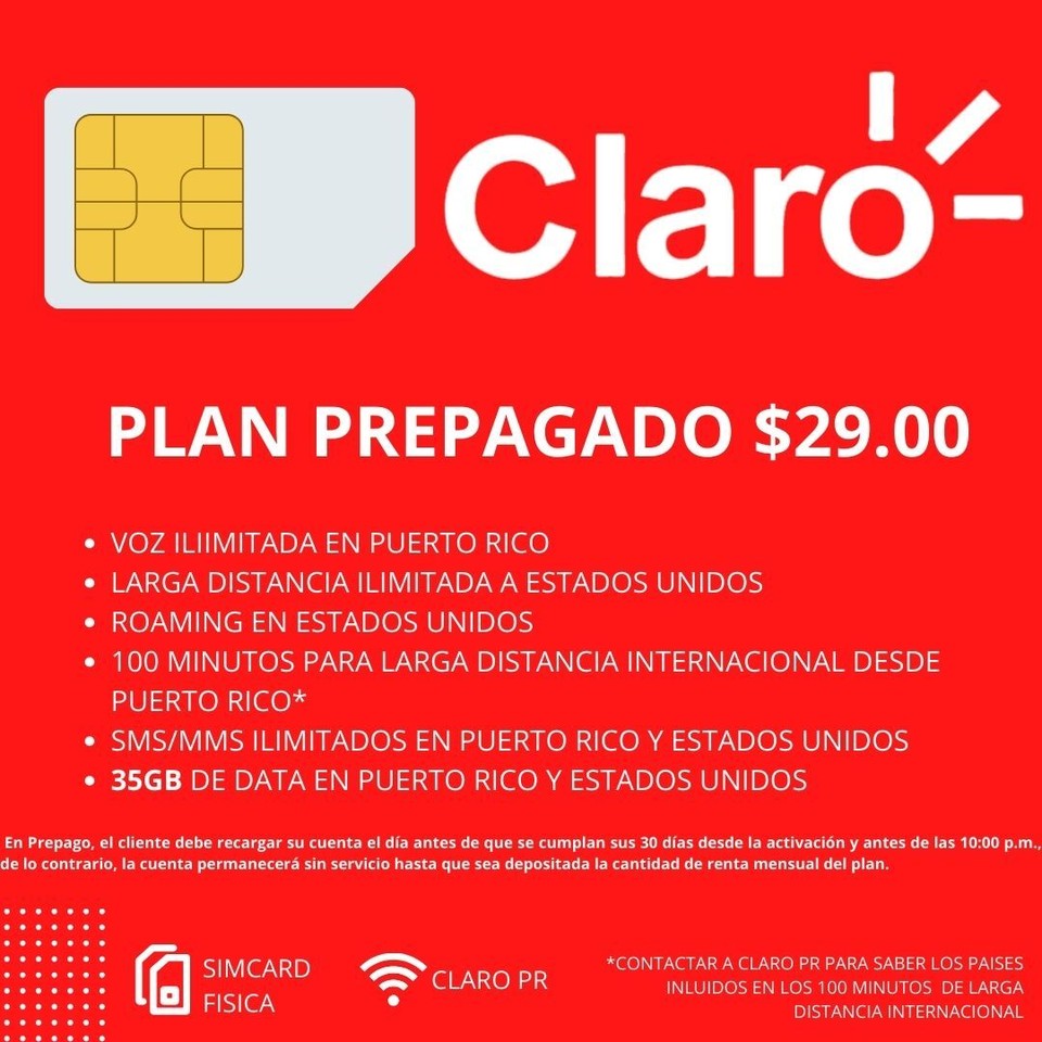CLARO PR SIMCARD FISICA $10.00+ Plan Mensual | eBay