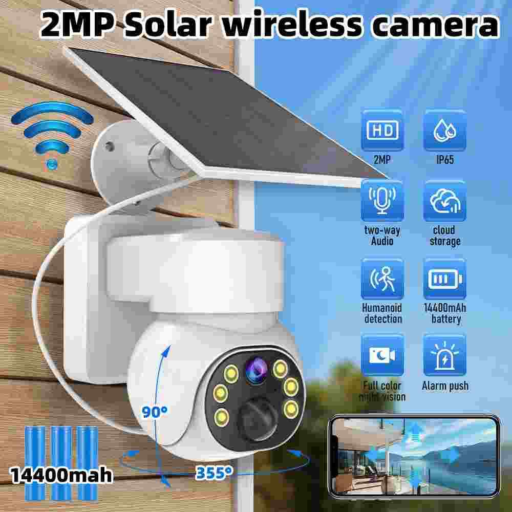 Solar Battery Powered Camera Wifi Wireless Outdoor Pan/Tilt Home ...