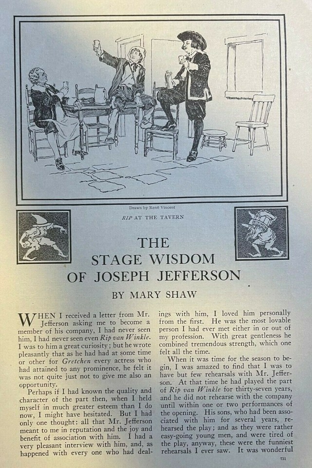 1912 Actor Joseph Jefferson with Portrait | eBay