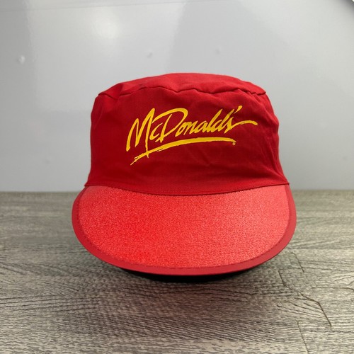 Vintage 80s McDonalds Painters Hat Cap Fitted One Size Red Employee ...