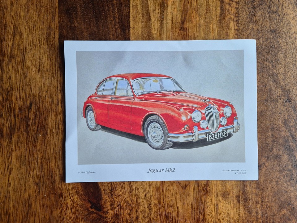 Jaguar E-Type Art, Mk2 = 2 x Print Drawings | eBay