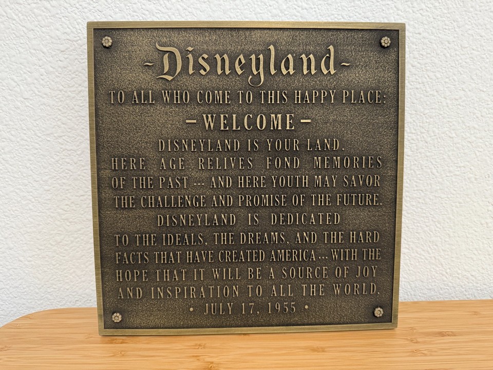 Disneyland Entrance Opening Day Welcome Speech Plaque Home Decor ...