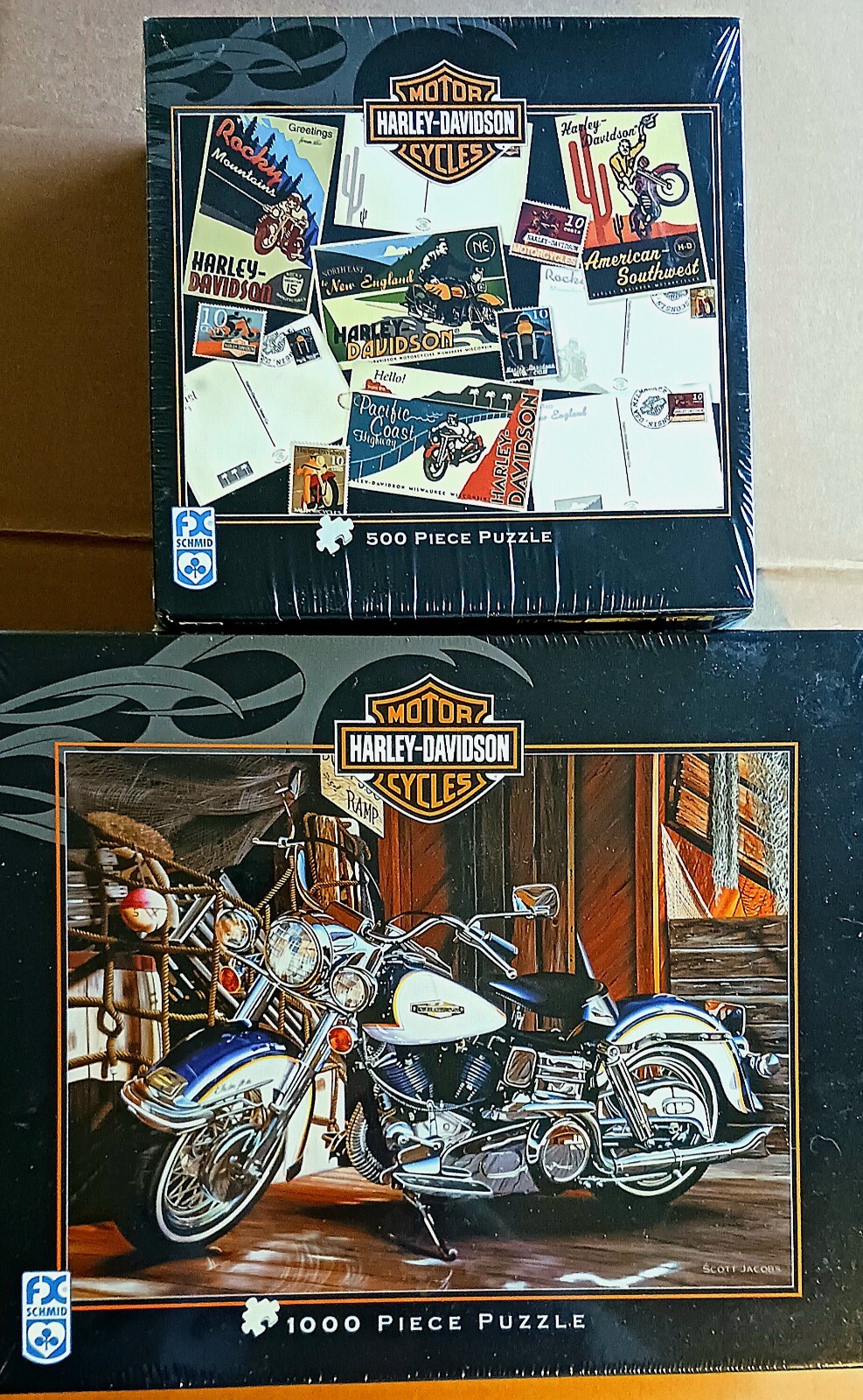 Harley-Davidson Puzzles, Lot of 2, FX Schmid, Sealed. 500 Piece and ...
