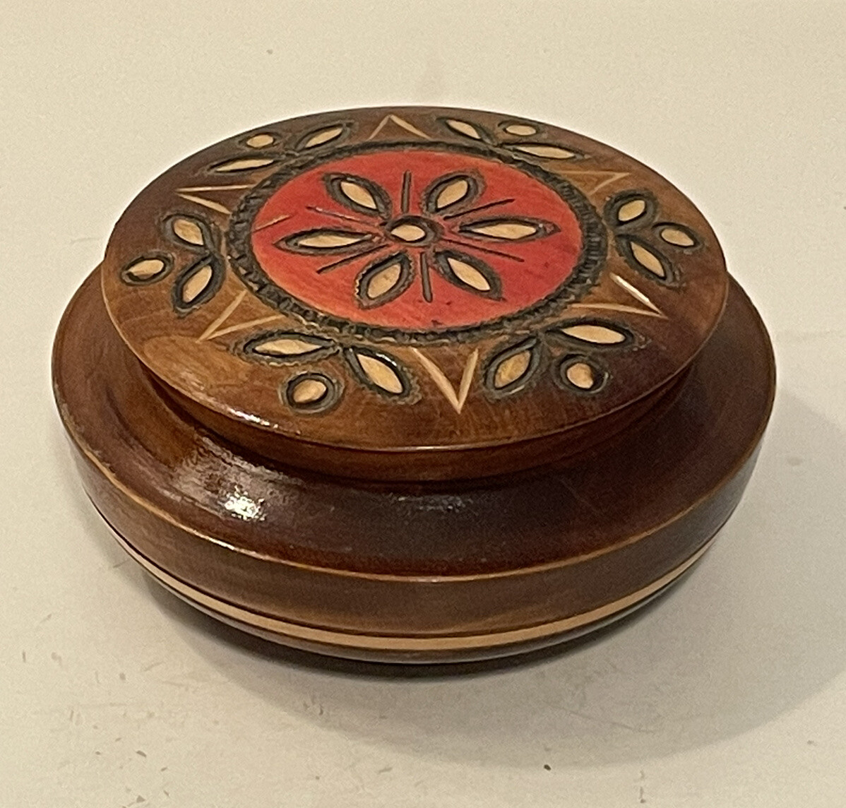 Handmade Wood Inlay Trinket Jewelry Box with Colorful Decorative Lid, 4 ...