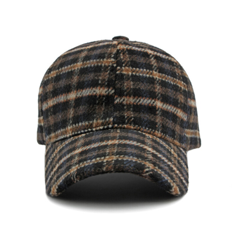 Men Casual Adjustable Plaid Baseball Cap Checked Print Trucker Sun Hat ...