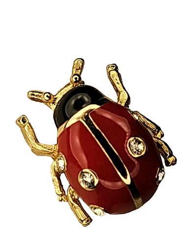 Ladybug RED Enamel Rhinestone Crystals Lapel Pin Small Cute Lady Bug ...