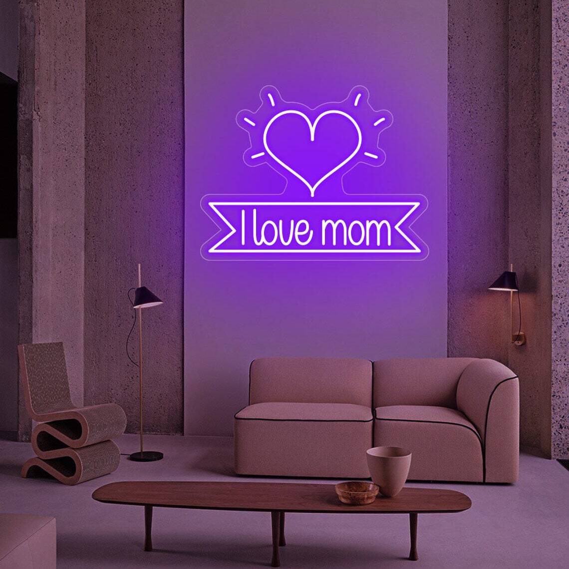 I Love Mom Neon Signs LED Night Light Mothers Day Gift Custom ...