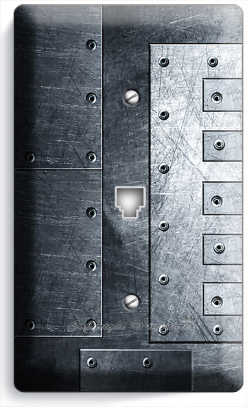 MATAL GRUNGE STEEL RIVETS LOOK PHONE TELEPHONE PLATE COVER MAN CAVE ...