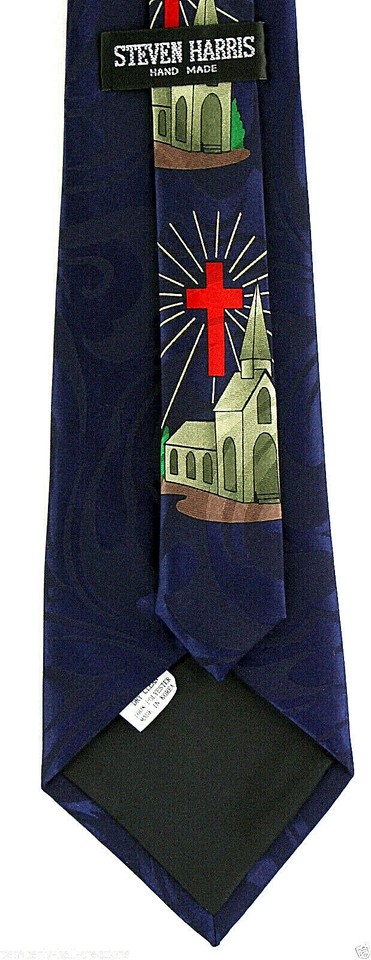 Red Cross Church Men's Necktie Religious Jesus Christian Blue Gift Neck ...