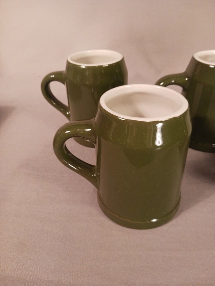 Set Of 4 Vintage Hall USA 587 Stein Olive Green Restaurant Ware Mug ...