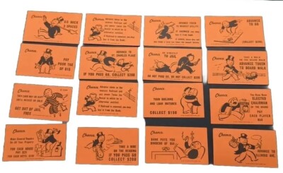 16 Vintage Parker Brothers Monopoly Game REPLACEMENT Orange Chance ...
