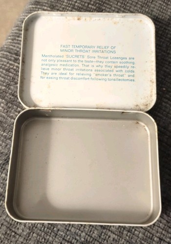 Vintage Sucrets Sore Throat Lozenges Metal Medicine Container Tin Box ...