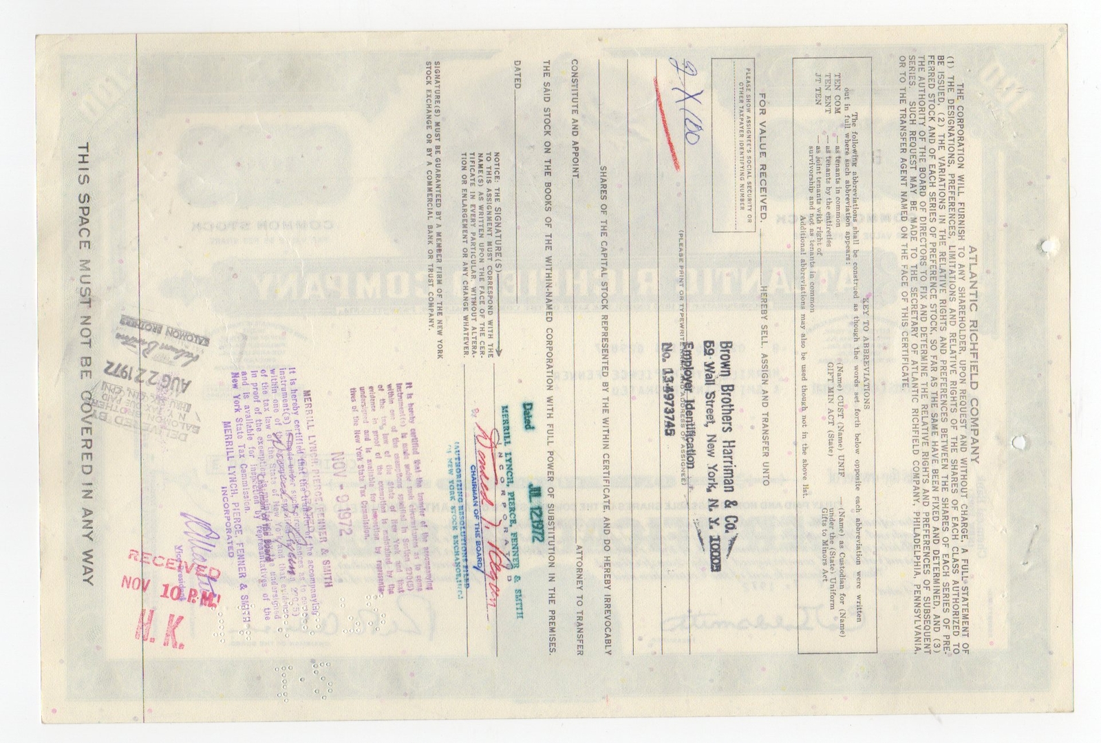 Atlantic Richfield Company Stock Certificate | eBay