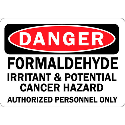 Danger Formaldehyde Irritant Potential Cancer Hazard Metal Aluminum ...