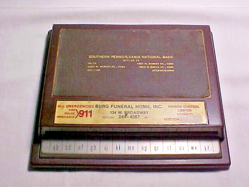 Vintage Autopoint Magnetic Index w/Cards SPNB/Burg Funeral Home Red ...