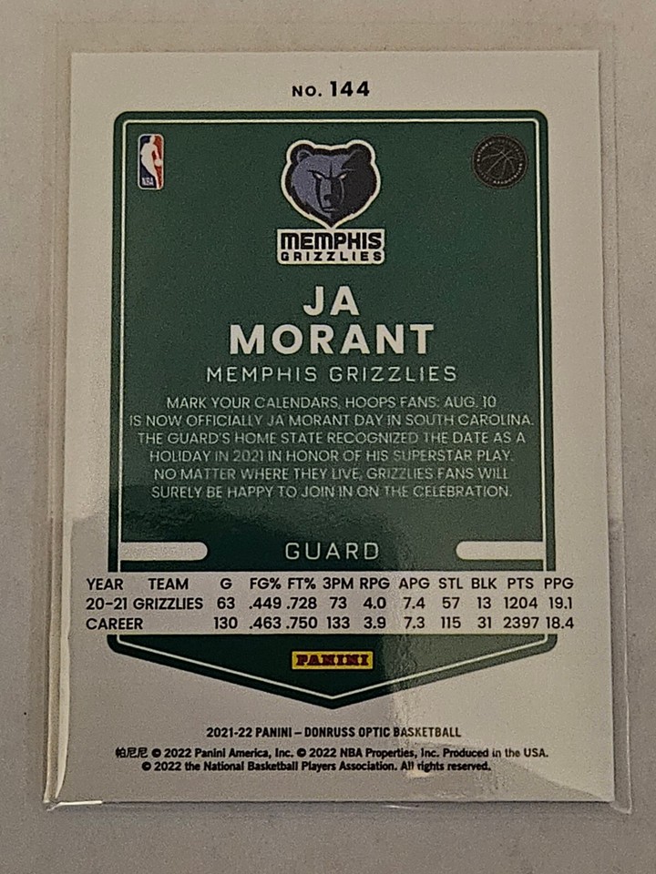 Ja Morant - 2021-22 Optic Base Card | eBay